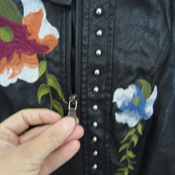 Blank NYC | Jackets & Coats | Blank Nyc Black Vegan Leather Moto Embroidered Flowers And Silver ...